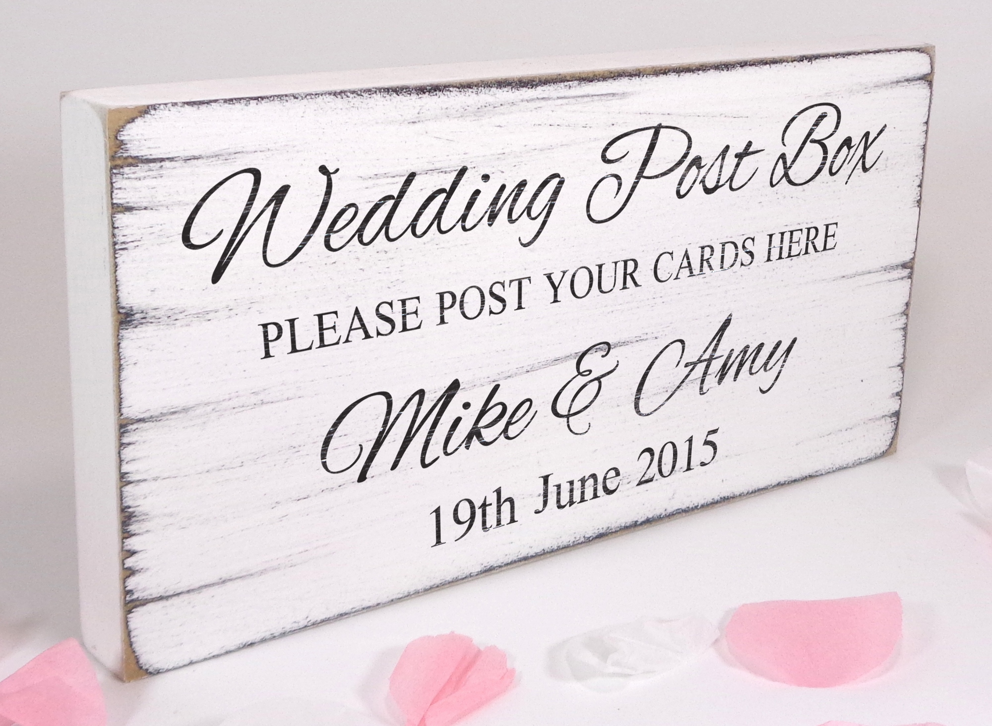 Personalised Vintage Style Wedding Post Box Sign – Customised Rustic ...