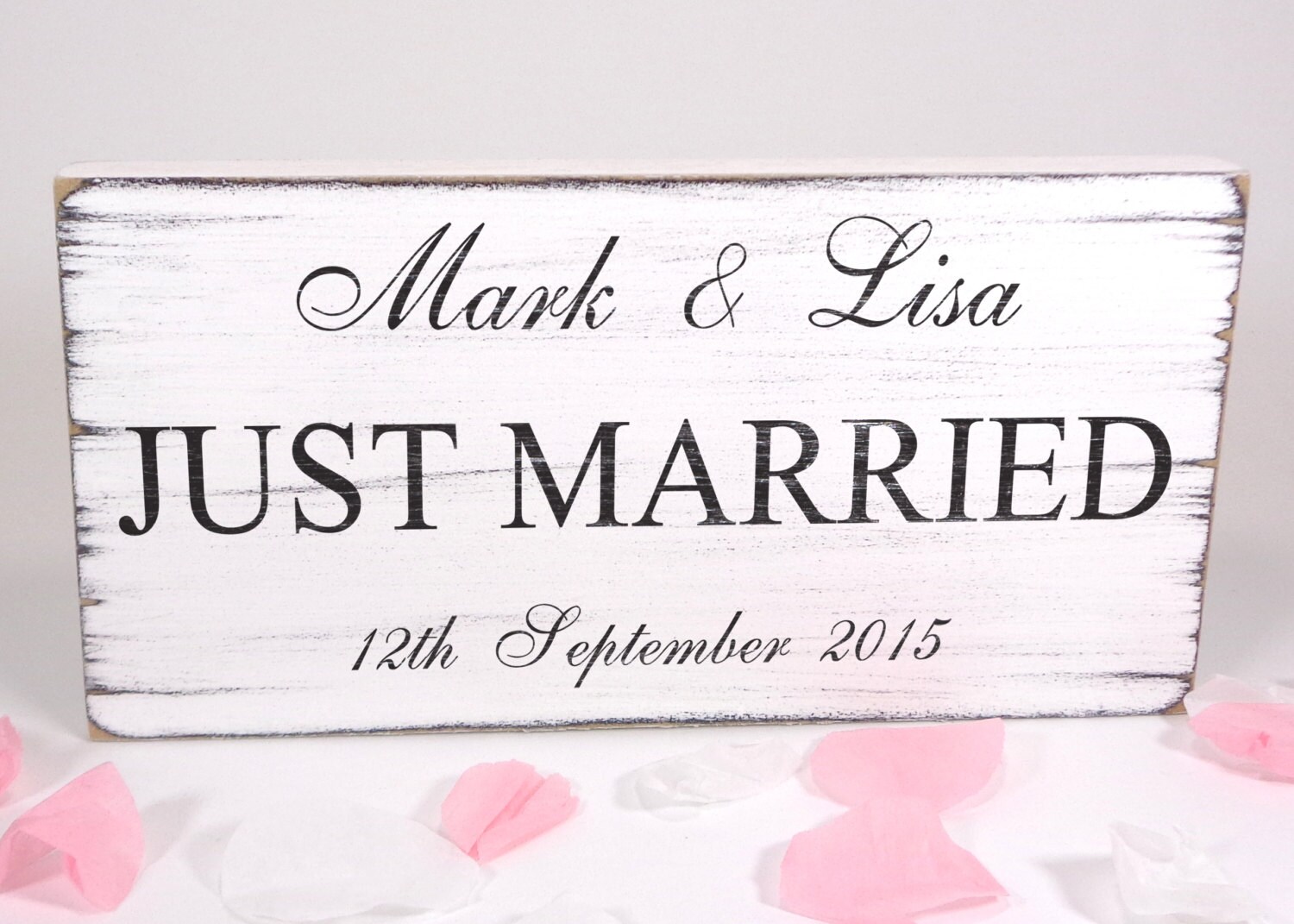 Personalised Just Married Wedding Sign custom rustic decor signage ...